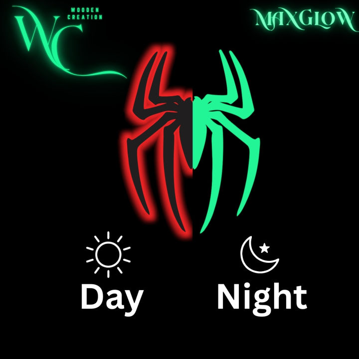 Glow in Dark spider logo Wooden(7mm) Led wall Lamp - Spider Logo Glow ...