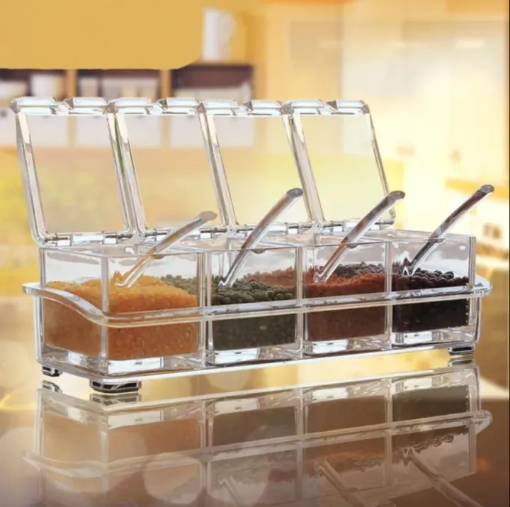 Crystal Seasoning Acrylic Box Pepper Salt Spice Rack Cooking Tools for ...