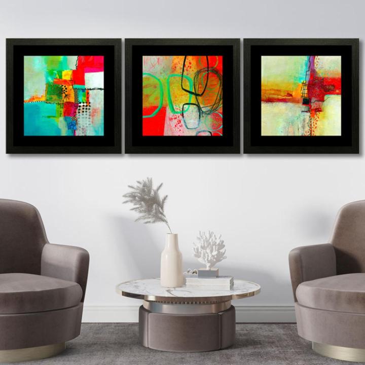 Set of 3 Abstract Shapes Wall Art Frames, Collage Frames for wall Décor – Raqeeq BF24 | Daraz.pk