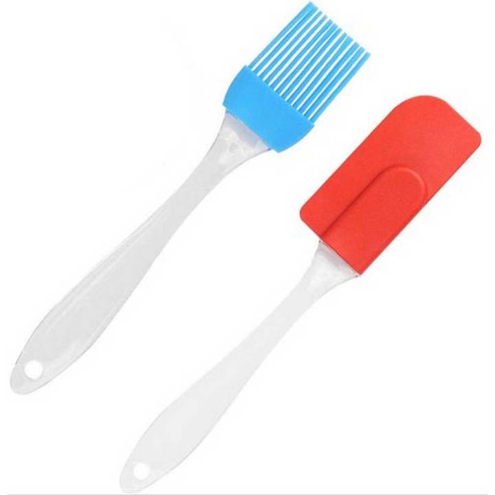 Pack of 2 - Spatula & BBQ Oil Brush - Silicone Acrylic Transparent ...