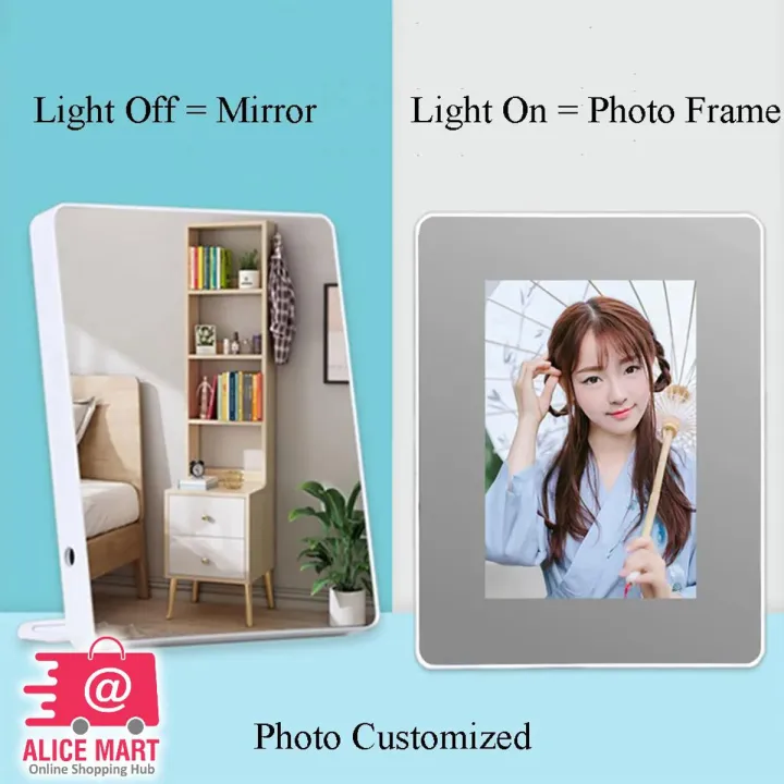 Customizable Round Shape Magic Mirror Photo Frame with LED - Alice Mart ...