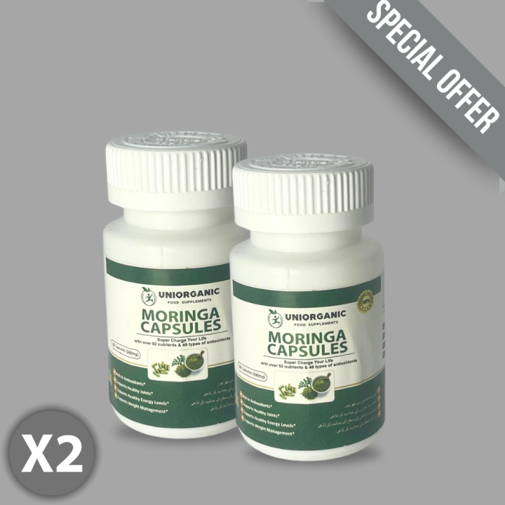 Pack of 2 Bottles -Moringa Oleifera Caps 180 Organic Moringa Pills Capsules , Weight Loose ...