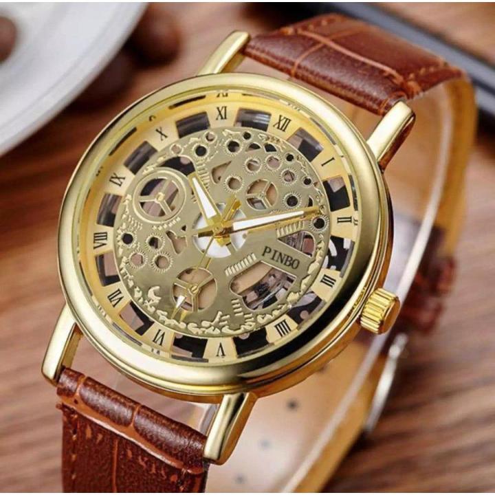 Skeleton Double Sided Glass Watch For Mens | Daraz.pk