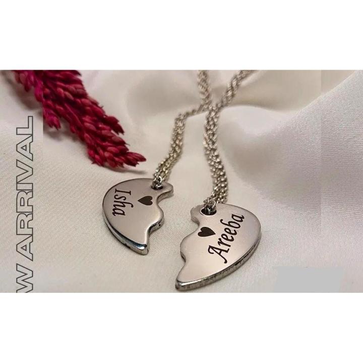 Customized Name Broken Heart Locket For Both Male And Female.. | Daraz.pk