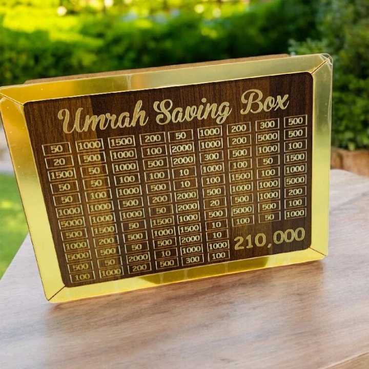 Umrah Saving Box - Wooden Islamic Money Saving Box - 280 Days Hajj ...