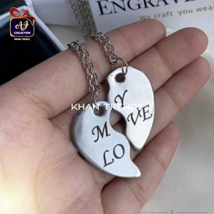 Customized Broken Heart Couple Locket Engrave Your Name On Locket ...