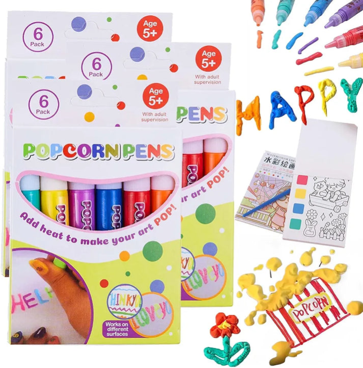 Magic Popcorn Color Drawing Pens 3D Art Paint Pen For Kids | Paint Pen ...