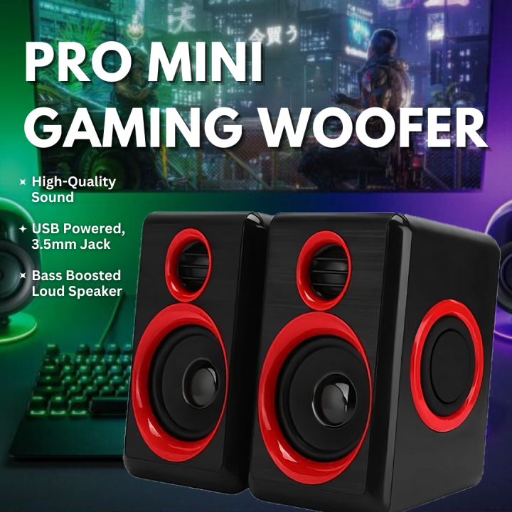 Mini Gamming Woofer With Bass Subwoofer Volume Control 3.5mm Audio USB ...