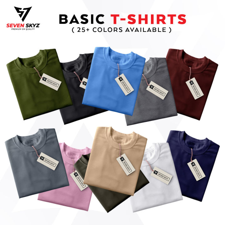 Round Neck Half Sleeve's Casual Plain T-shirts For Men's In Multi-Color ...