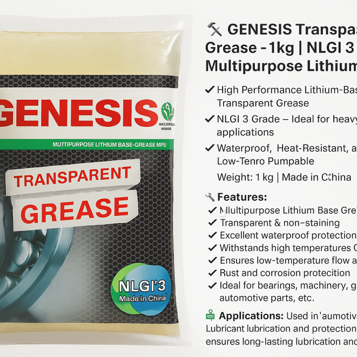 GENESIS Transparent Grease - 1kg | NLGI 3 | Multipurpose Lithium Base ...
