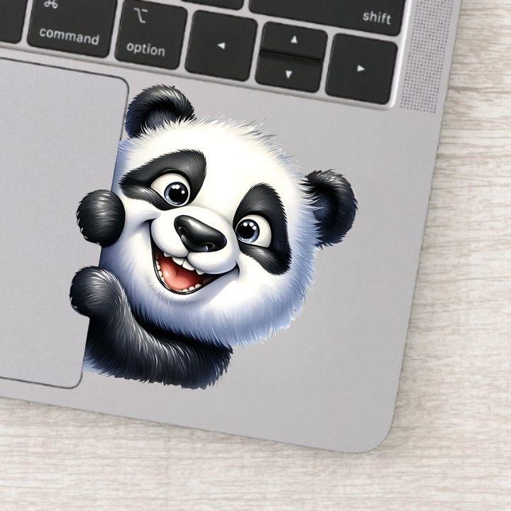 Cute Panda Smile Laptop Sticker, Peel and Stick, HD Print and Laminated ...