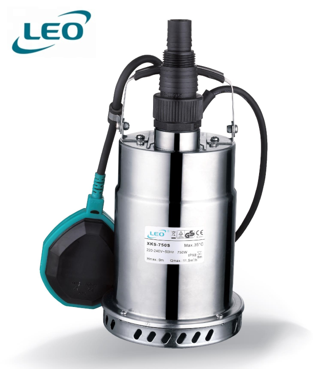 LEO XKS-400S , 400 WATT / 0.5 HP STAINLESS STEEL CLEAN WATER SUBMERSIBLE PUMP WITH FLOAT SWITCH ...