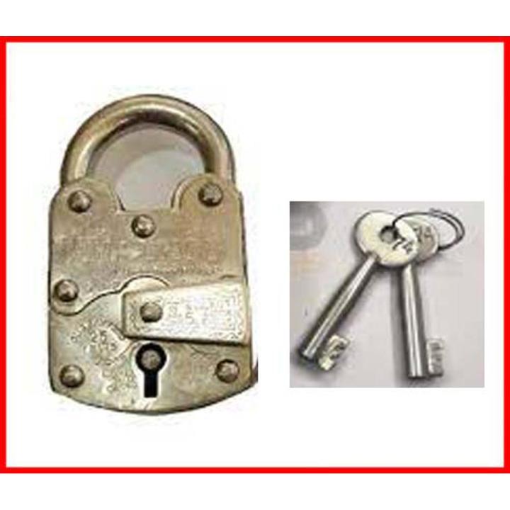 Desi Pad Lock Antique Style 2.5 inch size Brass Machine Heavy Duty with ...