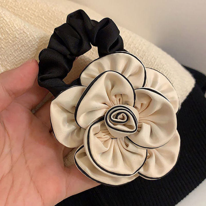 Korean Style Big Camellia Scrunchies Hair Clip Fashion All-match Flower ...