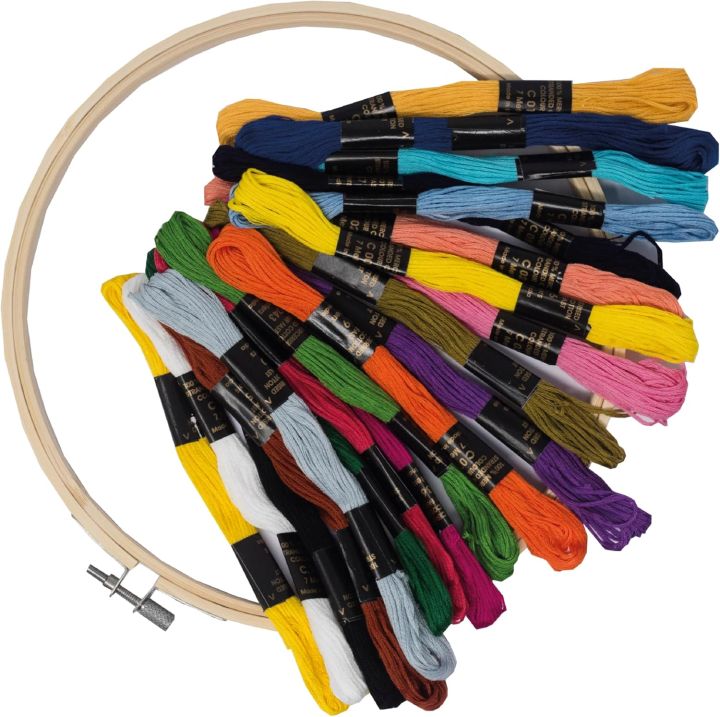 1 Frame Embroidery Hoop & Floss - Plus 10 Skeins | Daraz.pk