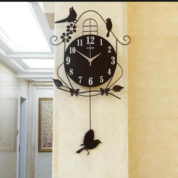 Bird Cage Wall Clock European Modern Wall Hanging Wooden Clock Crafts Decoration Home Living ...