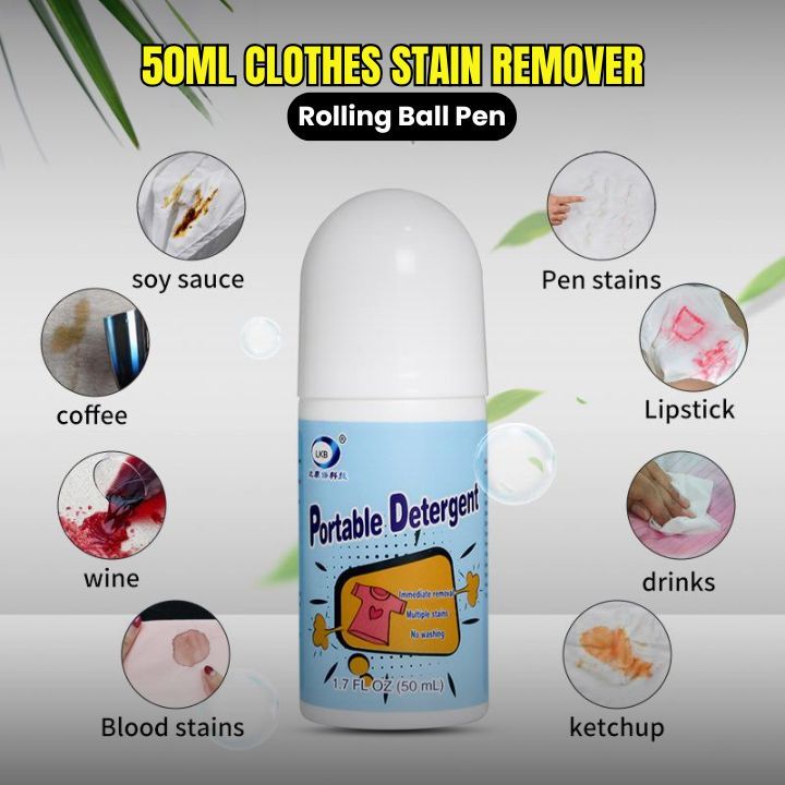 Portable 50ML Rolling Ball Oil Detergent Liquid Form Cloth Stain ...