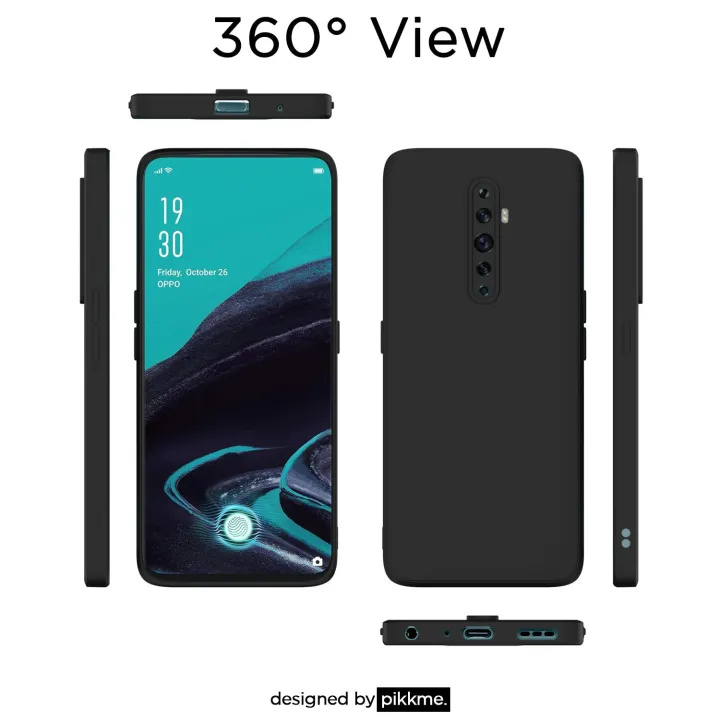 Oppo Reno 2F / 2Z Back Cover Soft Matte Liquid Silicone TPU Black Case ...