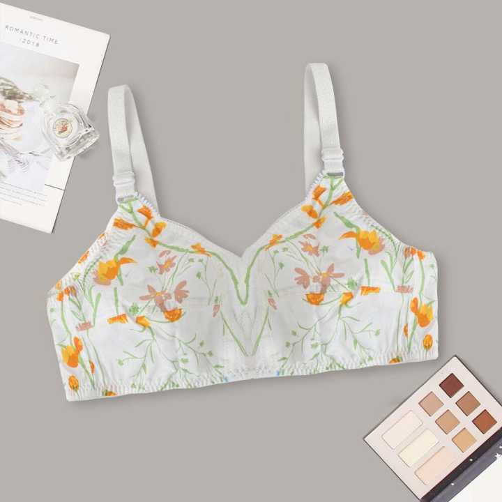 Women's Non Padded Comfortable Floral Printed Cotton Bra | Daraz.pk