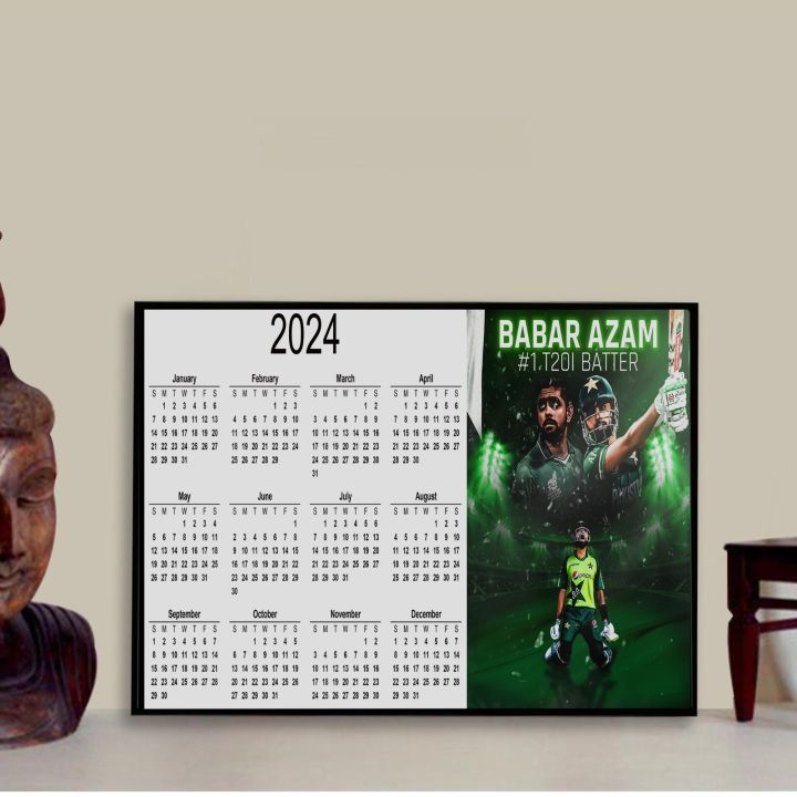 Babar Azam Calendar Frame 2024 Digital Printed For Cricket Fans at ...