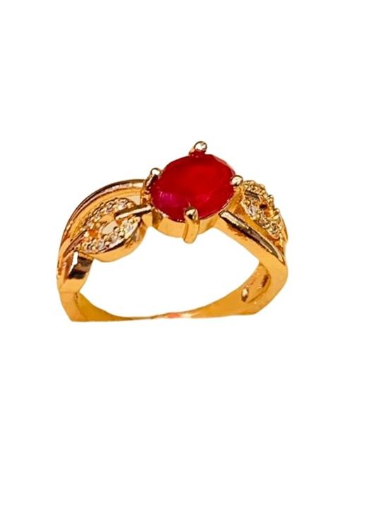 girls and women 22k gold plated casting finger ring in red stone | Daraz.pk