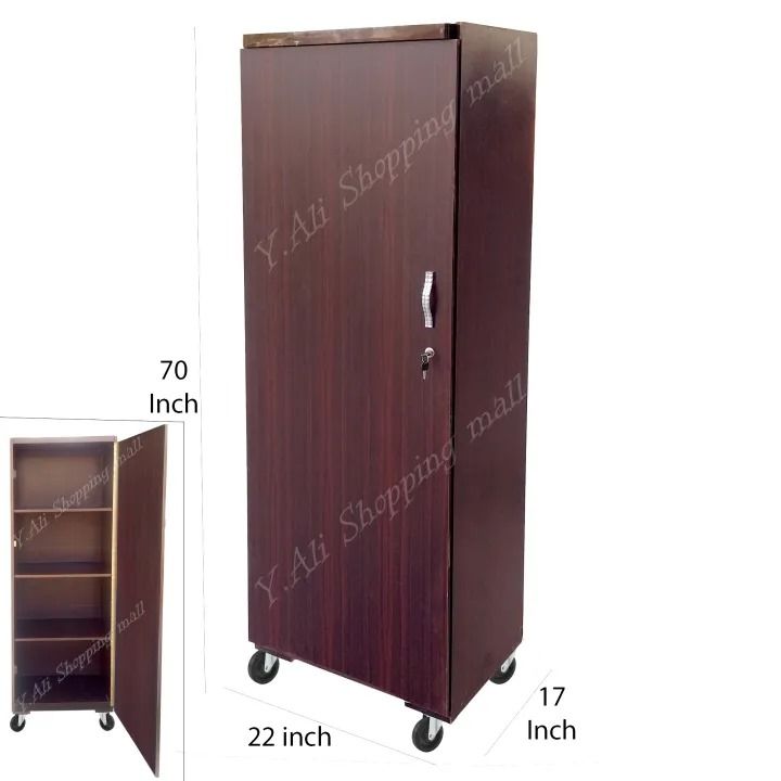 D2 69 x 22 Inch Single Door Wooden Cupboard with shelfs Wardrobe almari ...