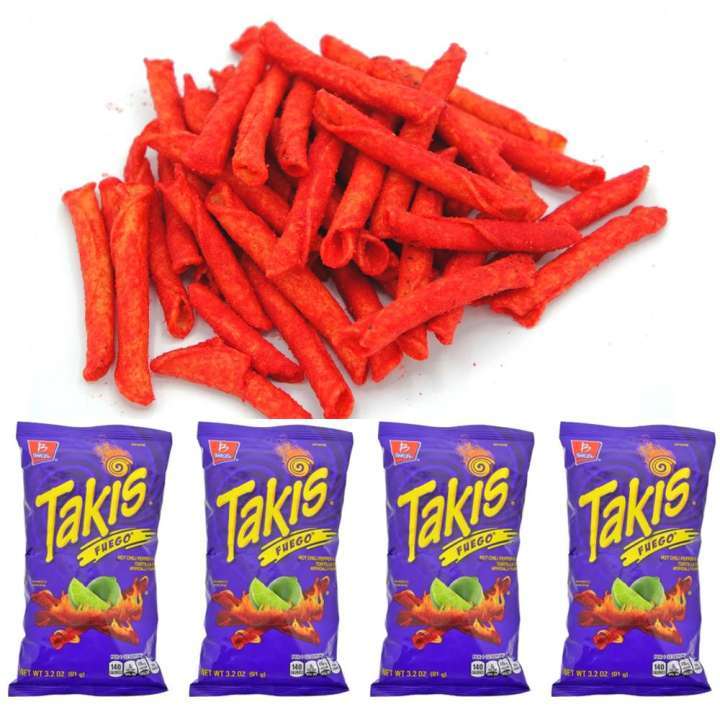 Takis Fuego -- Hot Chili Pepper & Lime Tortilla Chips Super Crunchy 4 ...