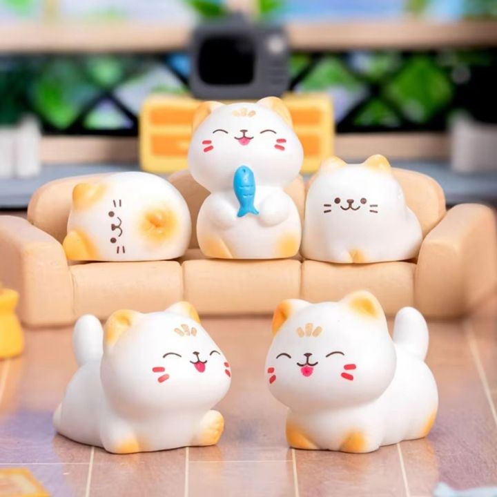 Cute DIY Accessories Cartoon Cat Model Resin Mini Cat Ornaments ...