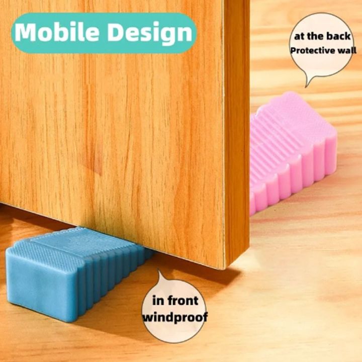 Safety Silicone Door Stopper Reusable Shock Absorbent Block Wedge Anti ...