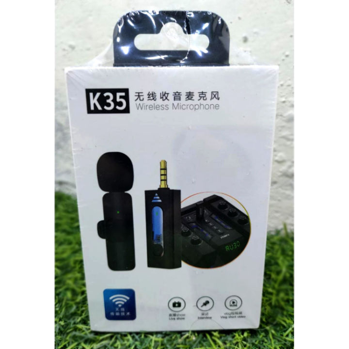 Wireless MIC AUX 3.5mm Mic K35 Wireless Single Microphone For Interview ...