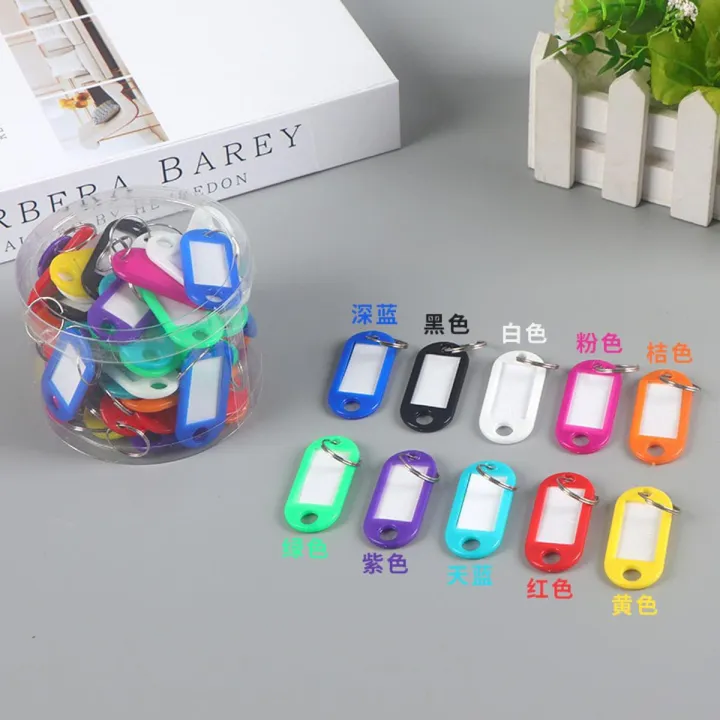 50pcs/lot Colorful Plastic Keychain Key Tags Label Numbered Name ...