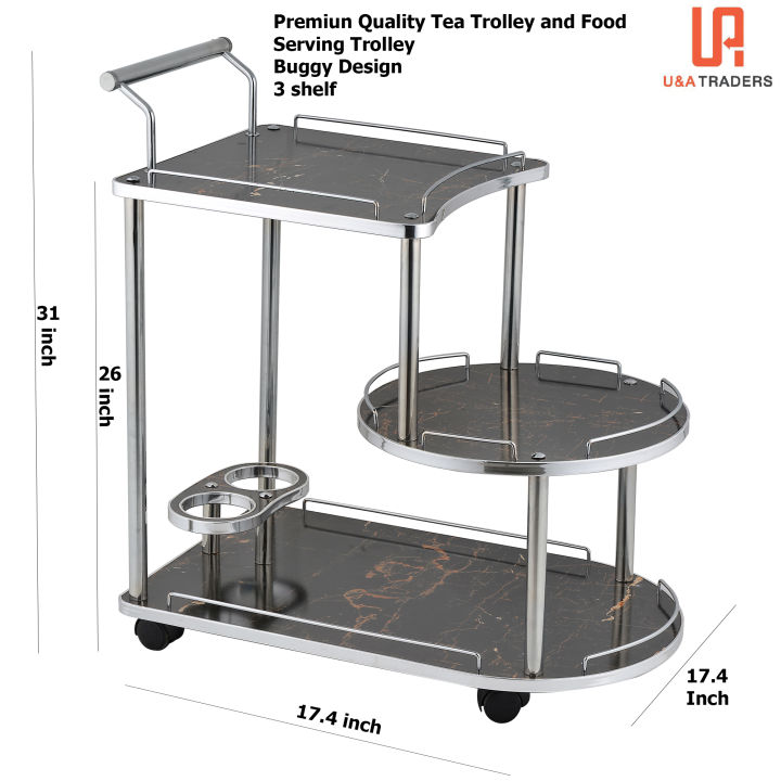 Premium Quality wooden Food Serving and tea trolley Unique Buggy Design ...