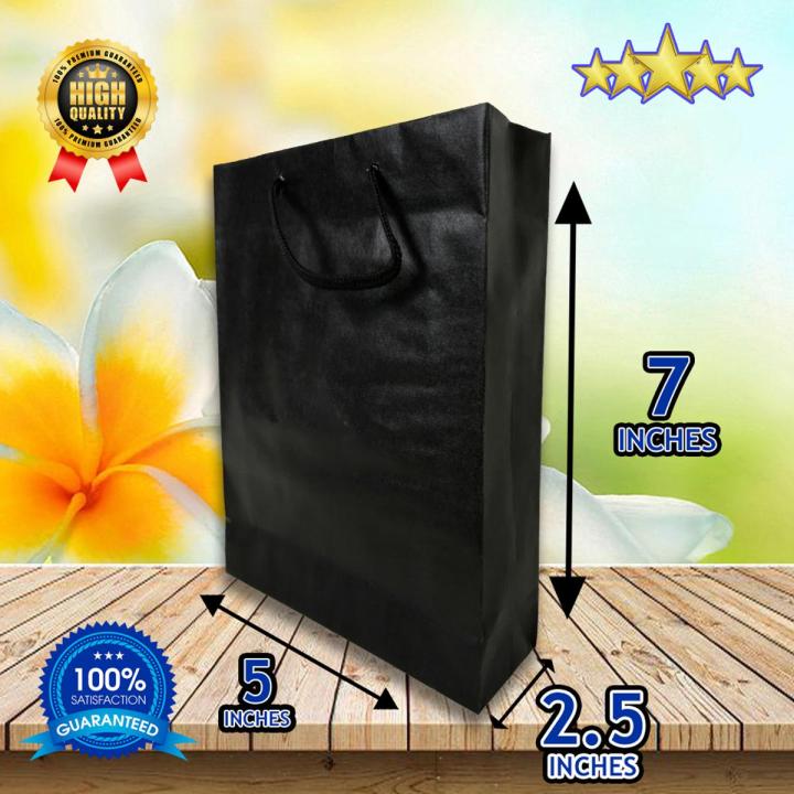 BLACK PAPER BAGS Pack of 08 Premium Quality Black Paper Bags (IMPORTED PAPER) Size 5 x 7 x 2.5 ...