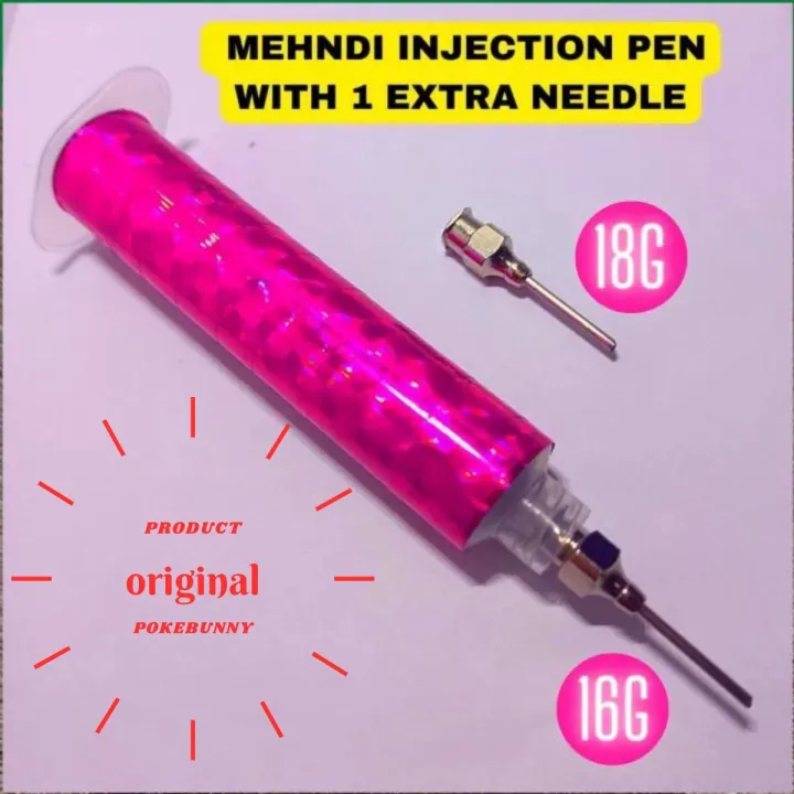 mehndi injection pen with 1 extra needle, create amazing henna designs ...