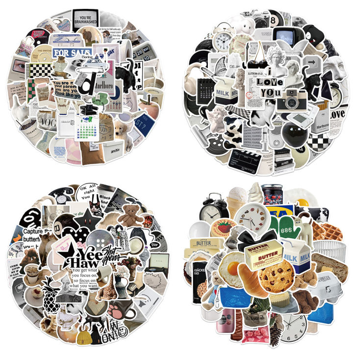 50/60pcs Cute Cartoon Graffiti Stickers Bear Dog Cat Letter Biscuit ...