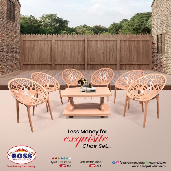 Boss Chair (BP-313) Tree Chairs (Pack of 6) with (BP-335) Picaso Rattan ...