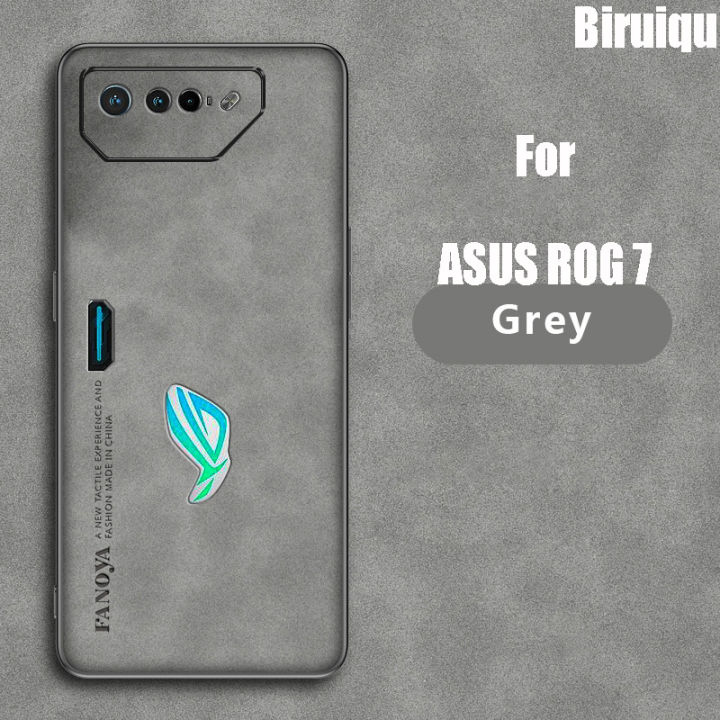 Biruiqu For ASUS ROG Phone 7 ROG 7 Lambskin Leather Pounch Silicone ...