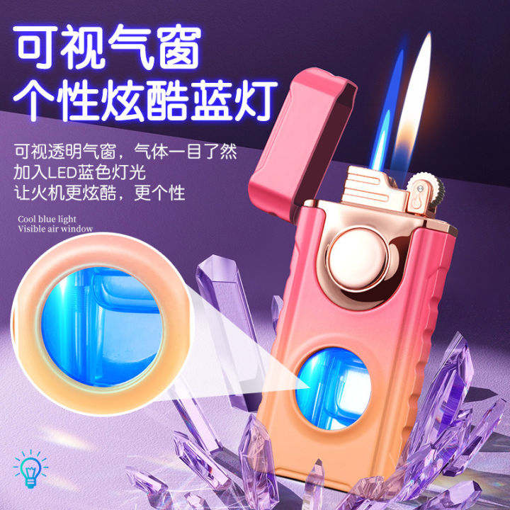 Creative Personality Double Fire Conversion Lighter Cool Blue Light ...