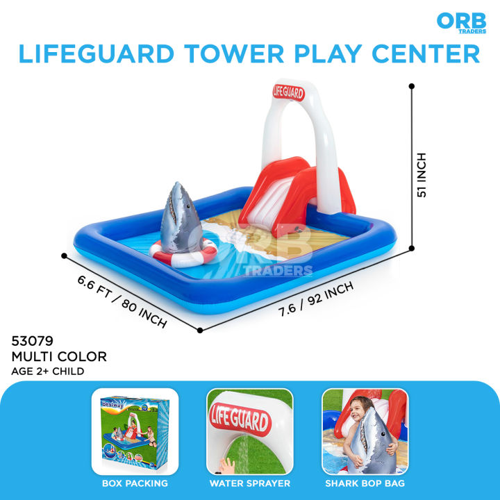 Bestway 53079 Inflatable Lifeguard Slide Tower Play Center For Kids ...