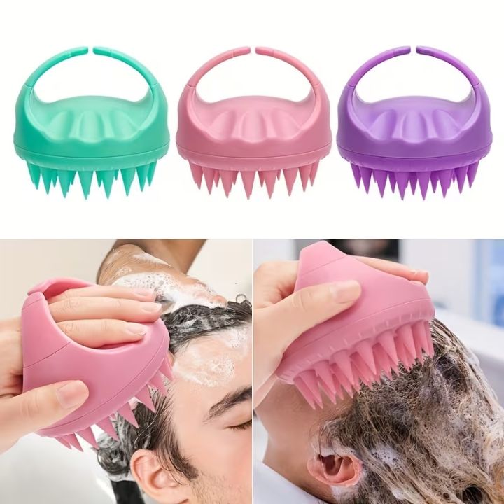 Silicone Shampoo Brush Head Scalp Massage Comb Hair Washing Comb Body ...