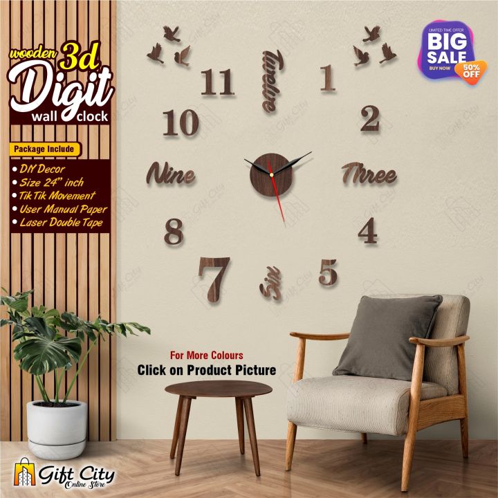 Gift City Presents Creative 3d Letters & Words DIY Wooden Wall Clock ...