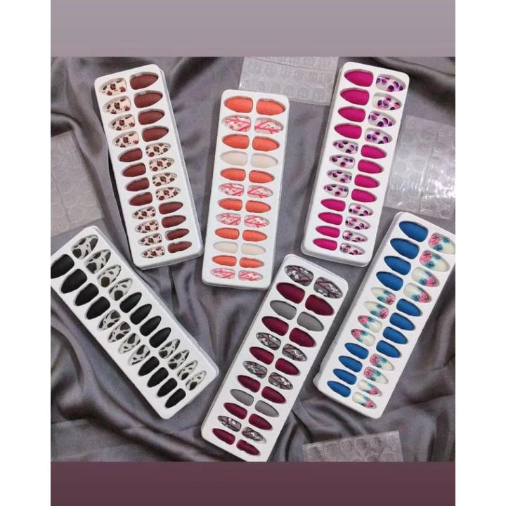 24 Pcs - Artificial Color full Nails Set - Branded Nails False _Fake ...