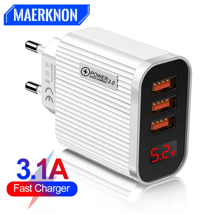Emotion HENG 3 Ports USB Charger Quick Charge 3.0 With LED Digital ...