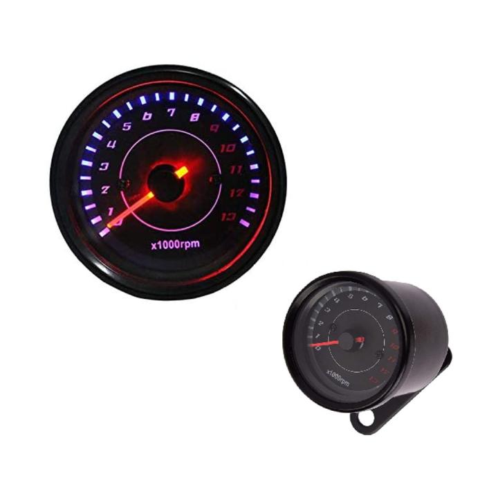 Universal Motorcycle RPM Meter Cafe Racer Black / Bike RPM Meter LED ...