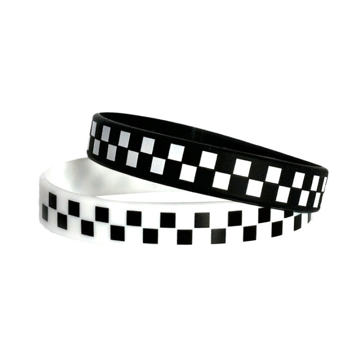 Vintage Couples Black White Plaid Checkered Pattern Silicone Bracelet ...