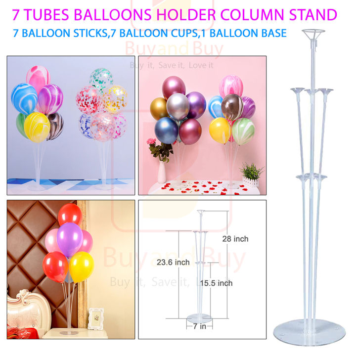 7 Tubes Balloons Holder Column Stand Balloon Stand Kit,Reusable Clear ...