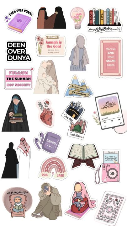 Deen-Inspired Girl Sticker Sheet – Modest Islamic Aesthetic for Muslim ...