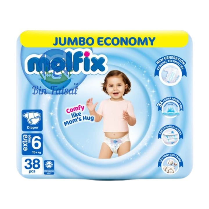 Molifix Size 6 XX-Large 38pcs Diapers Jumbo Pack (+15kg) | Daraz.pk