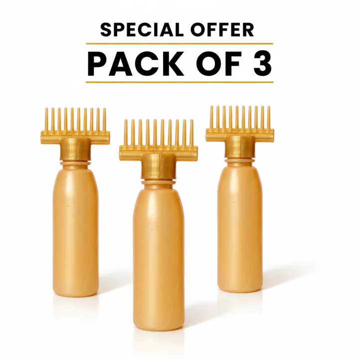 Pack of 1/ 2 / 3 / 5 Hair Oil Applicator Bottles with Comb – 130ml ...