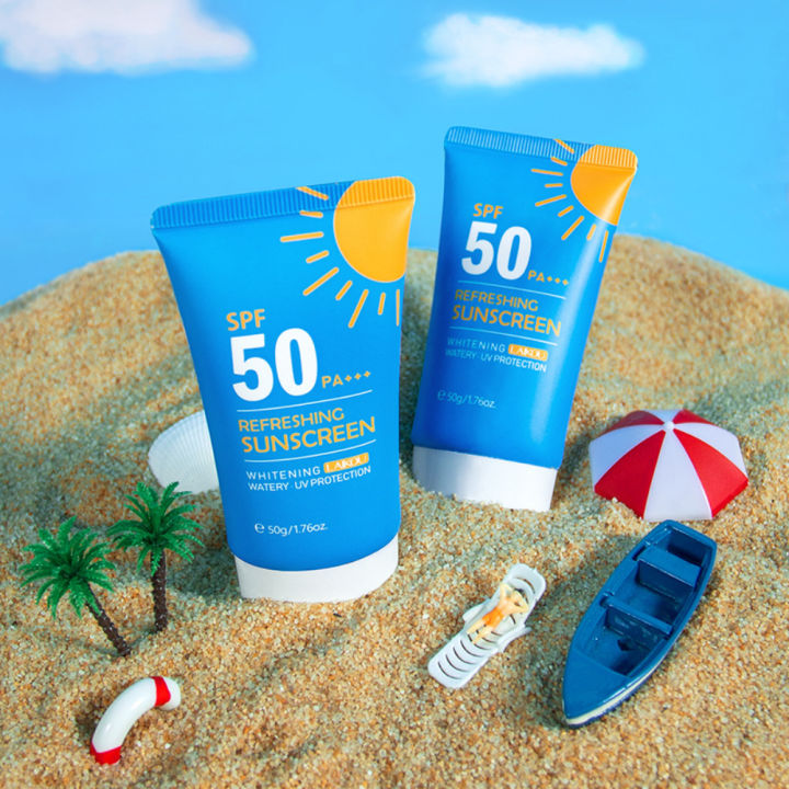 Refreshing Sunscreen Cream Protector Facial Sun Block Spf50 Gel Isolation Lotion Cream Bleaching ...